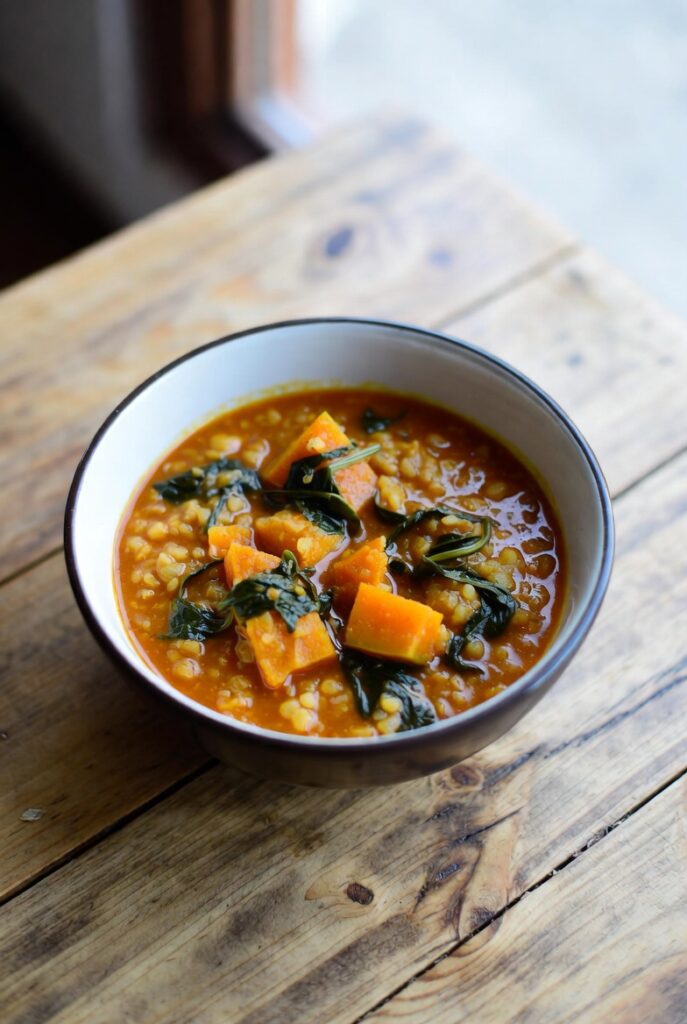 pumpkn lentil and spinach dhal | Shemins